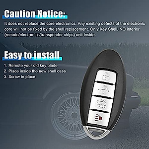 uxcell 4 Buttons Uncut Insert Key Fob Remote Control Case Shell Replacement KR55WK48903 for Nissan Altima 2007-2012 Maxima 2010-2014