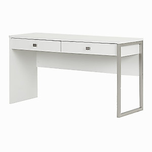 South Shore Interface Modern Simple Design Computer Desk with 2 Drawers, Pure White