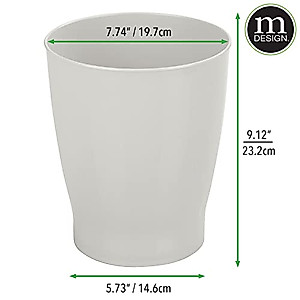 mDesign Plastic Slim Round Small 1.25 Gallon Trash Can, Wastebasket, Garbage Container Bin for Bathroom, Bedroom, Kitchen, Home Office, and Kids Room Waste Use - 2 Pack - Light Gray