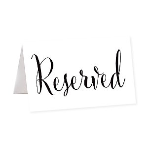 Andaz Press Table Tent Place Cards On Perforated Paper, Formal Black And White, Reserved, 20-Pack, Placecards Table Settings Reserved Table Signs Reserved Seating Signs Reserved Signs For Tables