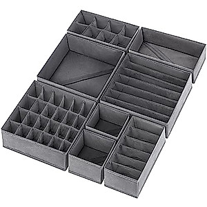 8 Pack Drawer Organizers for Clothing, Drawer Organizer Clothes Fabric Foldable Underwear Organizer, Dresser Organizer Closet Storage Dividers Bins for Storing Sock, Bra, Panty, Scarf, Belt, Ties