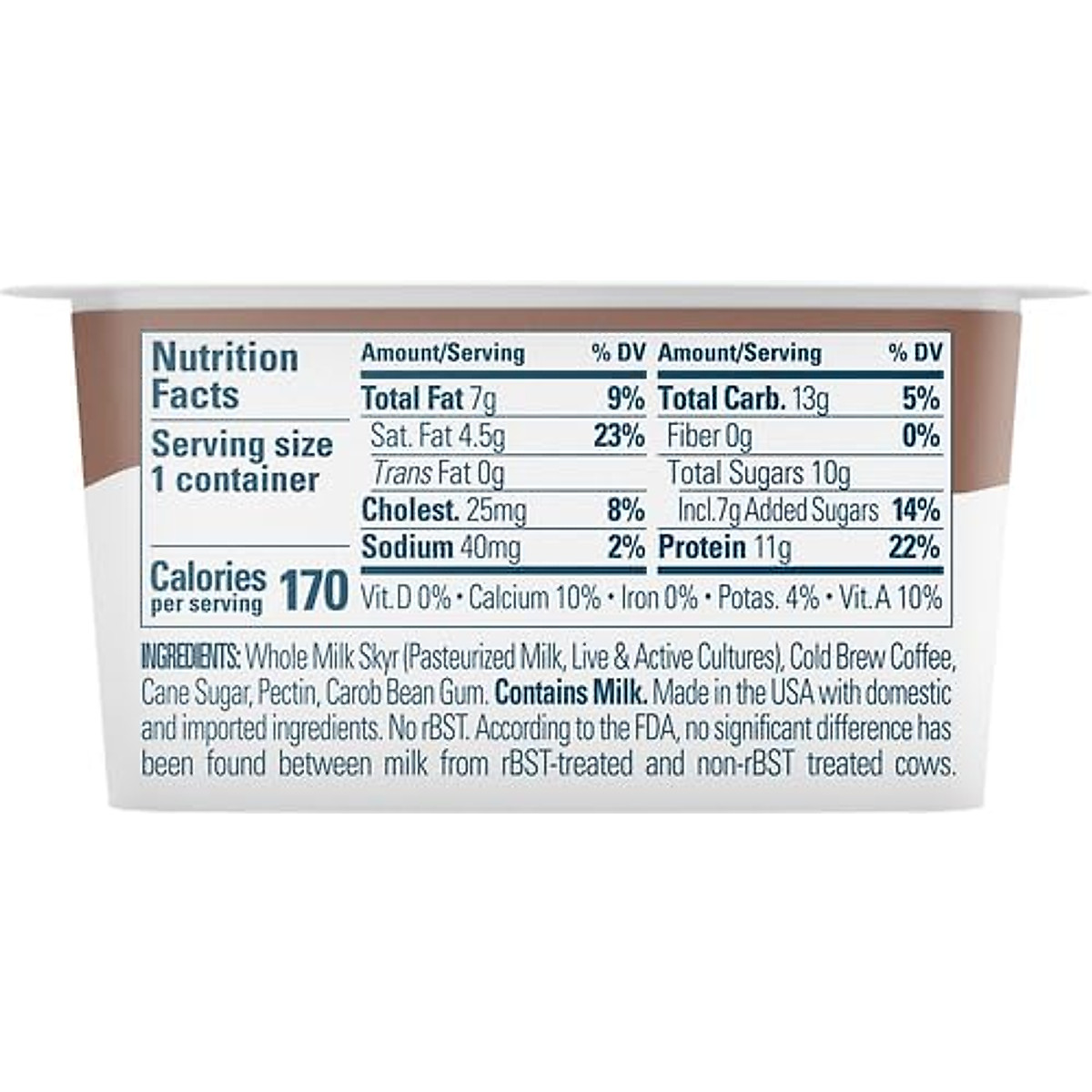 Icelandic Provisions, Coffee Cold Brew Extra Creamy Skyr Yogurt, 4.4 Ounce