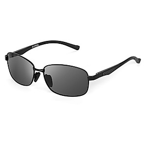 Atx Opitcal XXL extra large Rectangular Oversized Polarized Sunglasses for big wide heads 150mm metal frame (black, black)