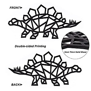 Dinosaur Wall Decor Dino Geometric Wooden Wall Art Nursery Room Decorations For Baby Boys Girls Toddlers Kids Bookshelf Bathroom Bedroom Classroom Bedroom Playroom Living Room Modern Minimalist Design