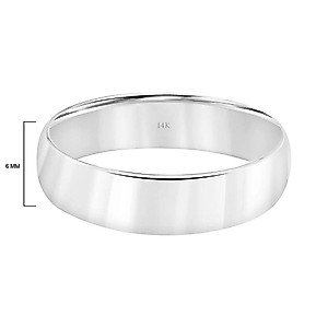 Brilliant Expressions 6MM Gold Mens Rings or Wedding Band for Women – Comfort Fit Solid Gold Ring in 14K White Gold Jewelry; Classic, Well-Polished Womens or Mens Wedding Band, Size 7