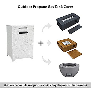 Kante 23.6" H Square Light Gray Eco-Friendly Concrete/Metal Outdoor Patio Backyard UV and Weather Resistant Modern Propane Tank Cover Storage Box for Gas Fire Pit, Hideaway Side Table,RMFP-T01-81904