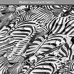 Lunarable Zebra Fabric by The Yard, Savannah Fauna Herd with Black Stripes Design Monochrome Illustration, Decorative Fabric for Upholstery and Home Accents, 1 Yard, Black and White