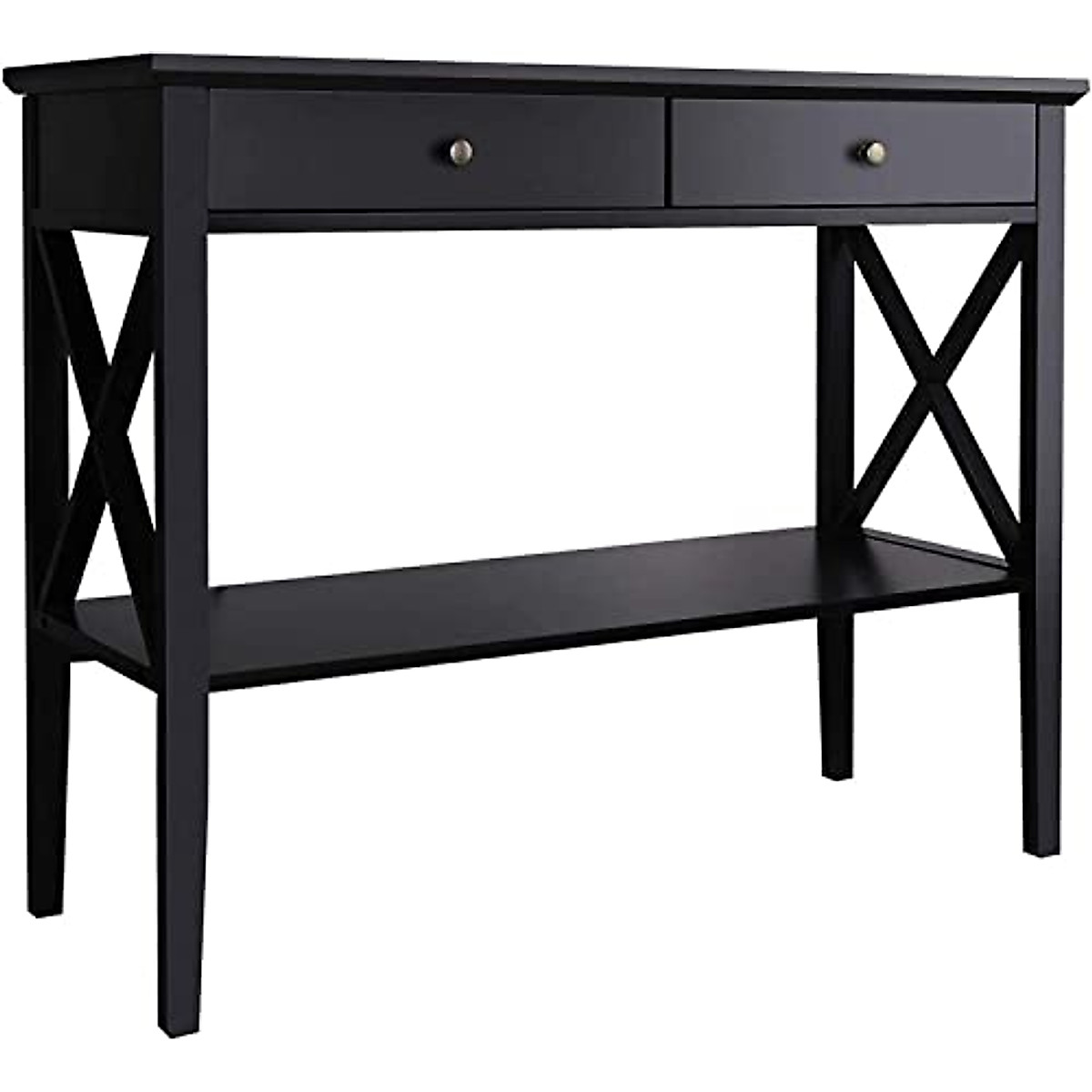 ChooChoo Oxford Console Table with 2 Drawers, Sofa Table Narrow for Entryway, Black