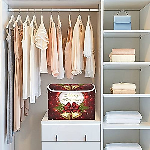 xigua Merry Christmas Storage Bins with Lids Foldable Large Cube Storage Boxes with Handles for Home Bedroom Closet Office (16.5x12.6x11.8 in)#46