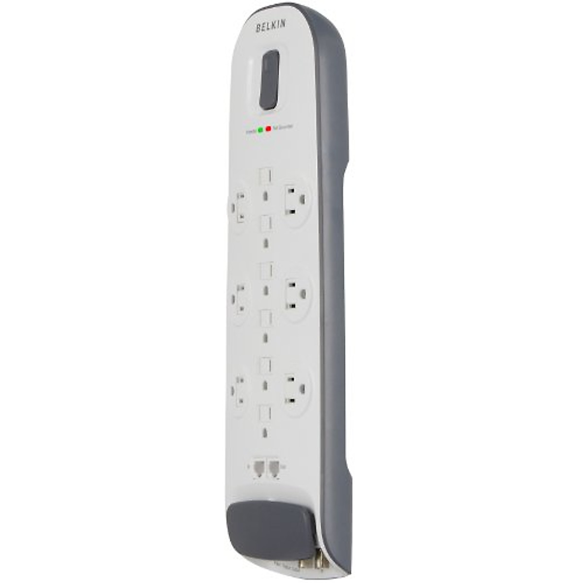Belkin Power Strip Surge Protector - 12 AC Multiple Outlets, Ethernet & Cable Protection - 8 ft Long Extension Cord for Home, Office, Travel, Computer Desktop & Charging Brick - 4000 Joules, White