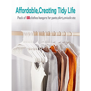Smartor Plastic Hangers 60 Pack, Tubular Plastic Hangers, Space Saving Clothes Hangers Plastic, Slim Plastic Hanger Shirt Hangers for Clothes, Polo Shirts, Blouses and Short - White
