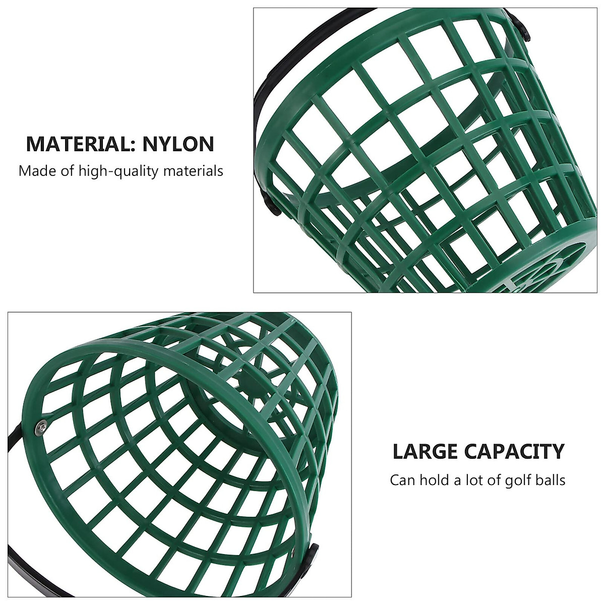 Toddmomy 1pcs Golf Ball Basket,Plastic Golf Ball Bucket Golfball Storage Container with Handle for Outdoor Sport Stadium Accessories,50pcs Ball