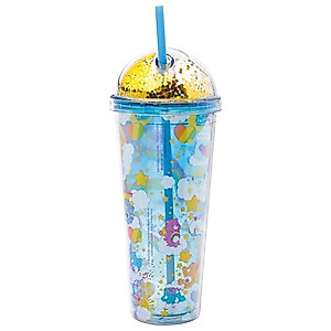 Silver Buffalo Care Bears Travel Tumbler, 24 Ounces - Featuring Love-A-Lot, Tenderheart, Grumpy, Cheer, Bedtime Bears - Glitter Top Dome