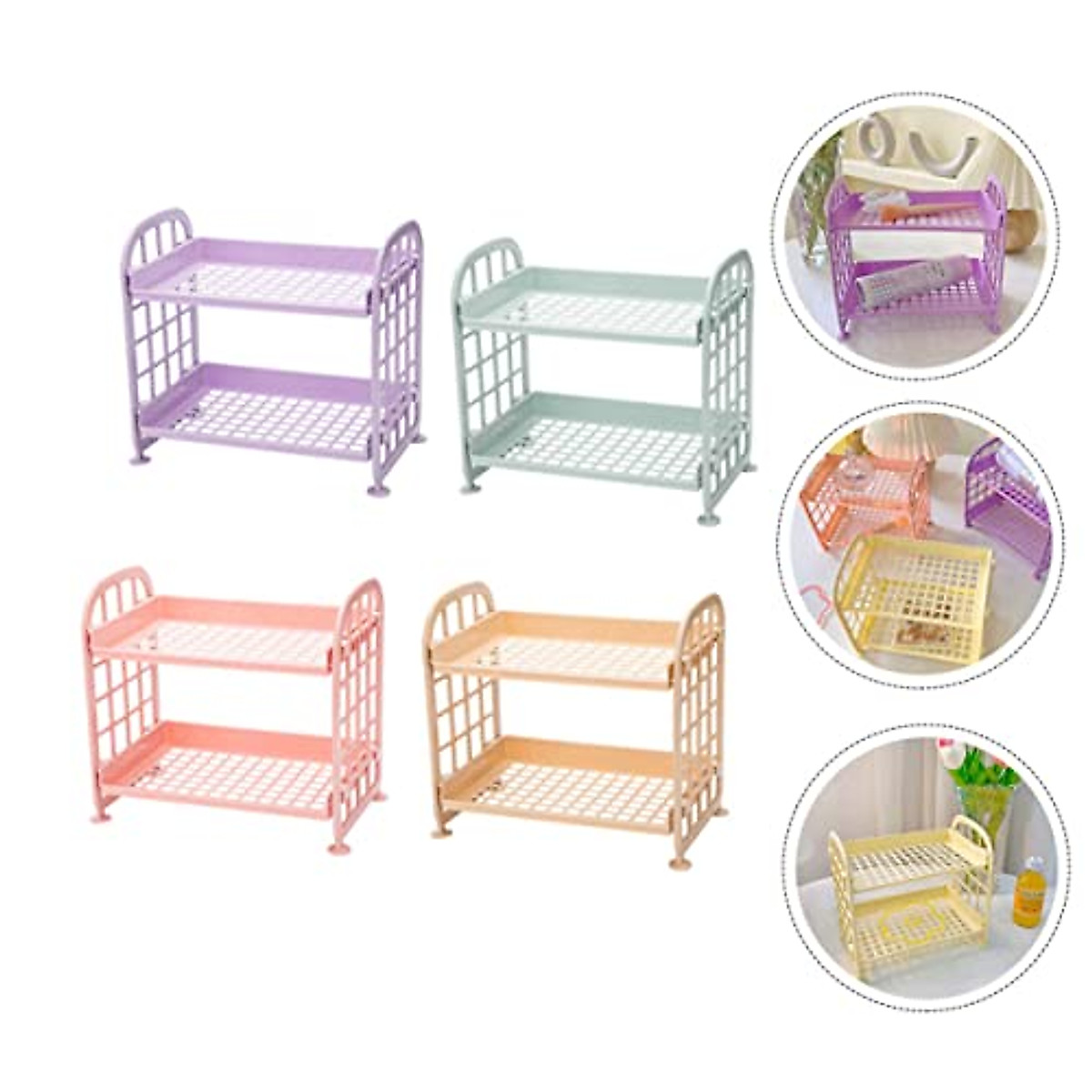Cabilock 4Pcs Storage Rack freestanding Bathroom Counter Shelf Bathroom Organizer countertop Hair Product Organizer Shelves for cabinets Storage Holder Shelf Office Bookshelf Desk pp