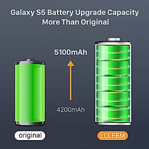 LCLEBM Galaxy S5 Battery S5 Battery Lithium Polymer Replacement Battery for Samsung Galaxy S5 G900A G900P G900V G900T G900F G900H G900R4 I9600 Galaxy S5 Battery Replacement
