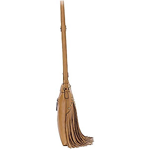 B BRENTANO Vegan Fringed Crossbody Bag with Studs (Mustard)