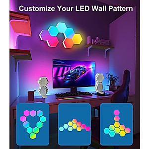 Amailand Hexagon Lights - RGB Wall Lights, Remote Controlled, Touch Sensitive Panels for Gaming Setup & Living/TV Room - 14 Geometric LED Panels