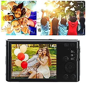 Compact Camera, Digital Camera Rechargeable Lithium Ion Battery 48MP Image Resolution 16X Digital Zoom Built in Fill Light for Beginners (Black)