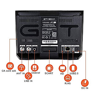 GTMEDIA V8 UHD 4K Ultra HD Digital Satellite Receiver, FTA H.265 TV Sat Decoder DVB-S/S2/S2X+T/T2/Cable/ISDB-T/ATSC-C, Built-in 2.4G WiFi, Supports CA Smart Card, Biss Auto-roll.
