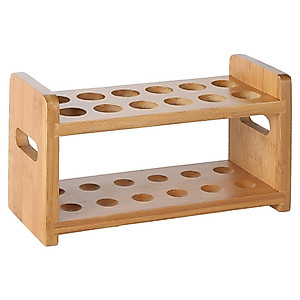 Lily's Home Bamboo Test Tube Vial Shot Glasses Holder Rack, Great as Pen Stand, Made from Bamboo with Built-in Handle, Rack Only, Glass Tubes NOT Included, 12 Tube Capacity (7/8" (22mm') Holes)