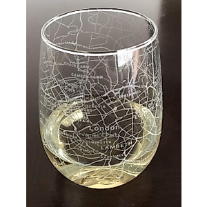 Stemless 17oz Wine Glass Urban City Map London United Kingdom