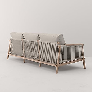 Acanva Modern Outdoor Patio Sofa, Light Khaki, Couch