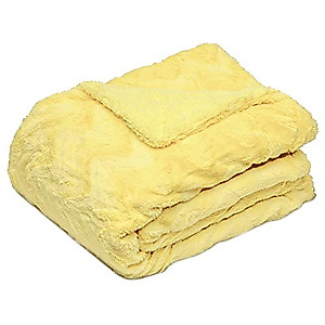 Chanasya Soft Wave Faux Fur Throw Blanket - Soft, Lightweight Reversible Sherpa & Minky Blanket - 50" x 65” - Yellow