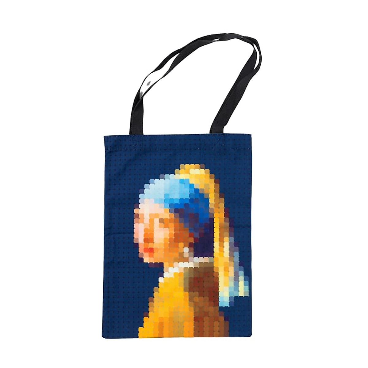Today is Art Day - Johannes Vermeer - Girl with Pearl Earring - Pixel Art - Tote Bag - 13.5" x 17.5"