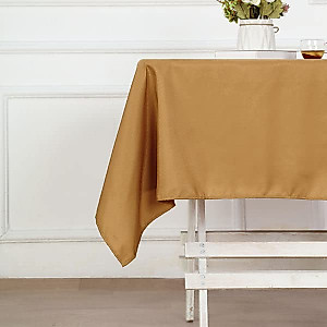 Tableclothsfactory 54x54 Gold Wholesale Linens Seamless Polyester Square Linen Tablecloth for Wedding Banquet Party Restaurant