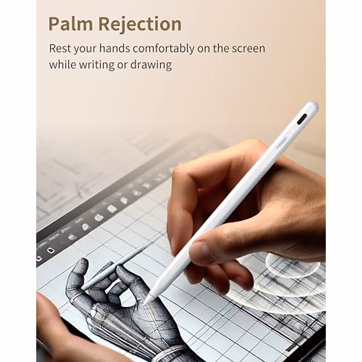 Metapen Pencil A8 for Apple iPad 2018-2025, (2X Faster Charge), Tilt Sensitivity, Pixel Precision, Stylus Pen for iPad 11/10/9/8/7/6th Gen, Pro 12.9/11/13-inch M4, Air 3/4/5/M2/M3, Mini 5/6th, White