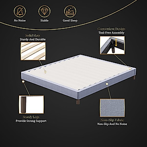 SUMELL Full Size Bed Frame - 14 Inch Platform Bed Frame,Tool-Free Assembly Mattress Foundation/Wooden Slats Support/No Box Spring Needed/No Noise,Gray