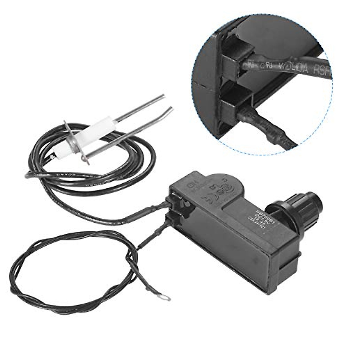 Lemfema Fire Pit Igniter Push Button Ignition Kit with 2 Outlets, Ground Wire for Fire Pit Gas Burner System, AAA Battery Type