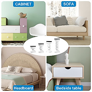 Neatbuddy Adjustable Length Headboard Stoppers for Wall, Bed stoppers, Premium Bed Accessories, Headboard Pad, No More Creaking, White (2.48-2.75in)