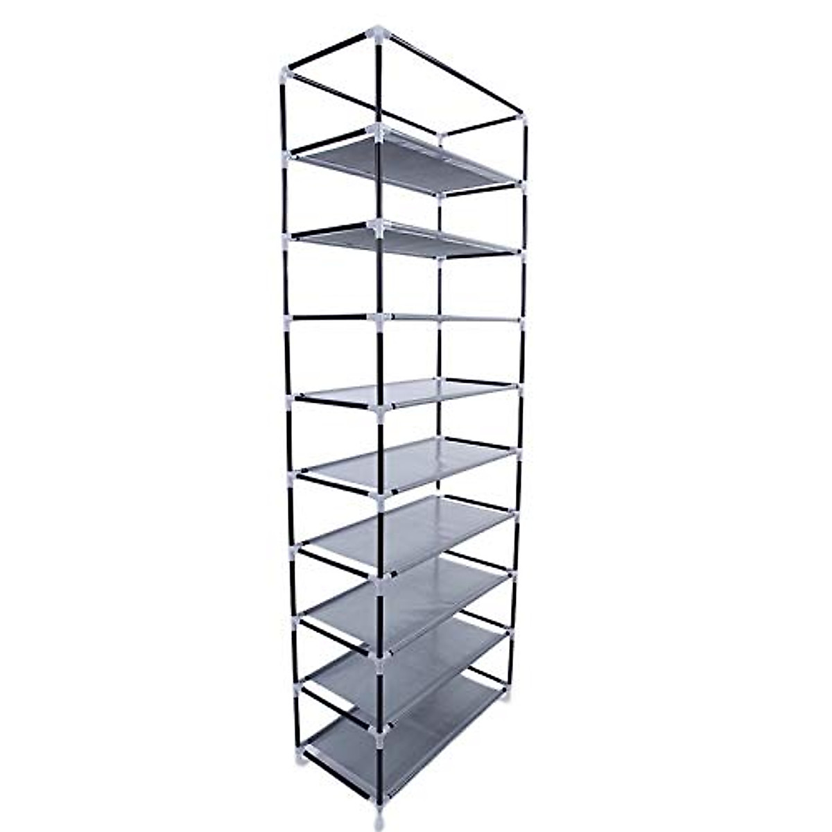 Smaworld 10 Tiers Shoe Rack - Non-Woven Fabric Shoe Storage Cabinet Narrow Shoe Shelf Large Shoe Rack Organizer for 45 Pairs for Floor Entryway Bedroom (Gray)