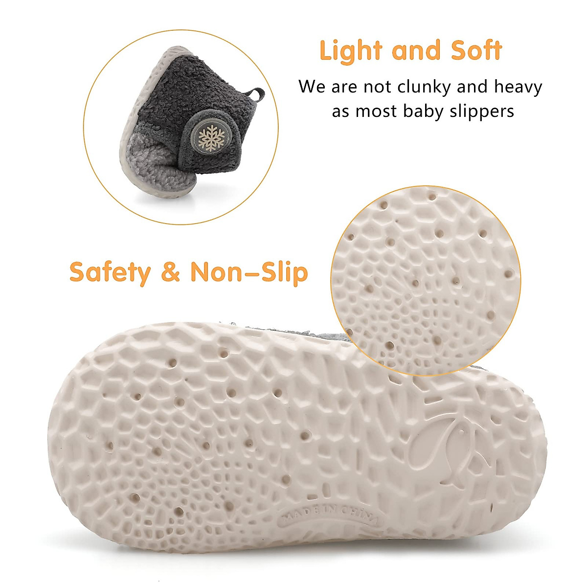 FEETCITY Infant Baby Boys Girls Slippers Cozy Fleece Ankle Booties Soft Bottom Warm Cartoon Socks Newborn Crib Shoes 12-18Months