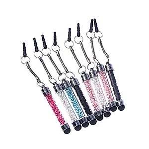 Hemobllo Mini Stylus Pen - 8 Pcs Crystal Capacitive Stylus Universal Touch Screen Pen Portable Stylus Pens with 3.5mm Jack Stylus for Smartphones Tablets Touch Screens (Random Color)