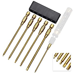 Hobbyfire Titanium 1/4" Drive RC Hex Driver Bit Set 1.27mm 1.5mm 2.0mm 2.5mm 3.0mm Allen Wrench Keys Compatible with Electric Drills Impact Drill (5-Pack)