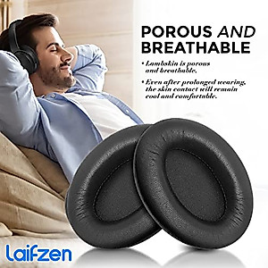 Lambskin XM3 Earpads for Sony WH-1000XM3 Headphones Replacement 1000 XM 3 Real Sheepskin Leather Ear Pads Cushions Earmuffs Cups 1000XM3 (Black)