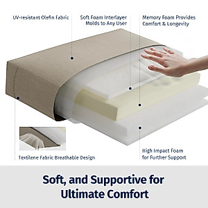 EAST OAK 5 Seats Patio Furniture Set, Waterproof Outdoor Patio Furniture with Thick Cushion, 4-Piece Outside Conversation Set with Coffee Table for Garden and Yard, Creamy Apricot