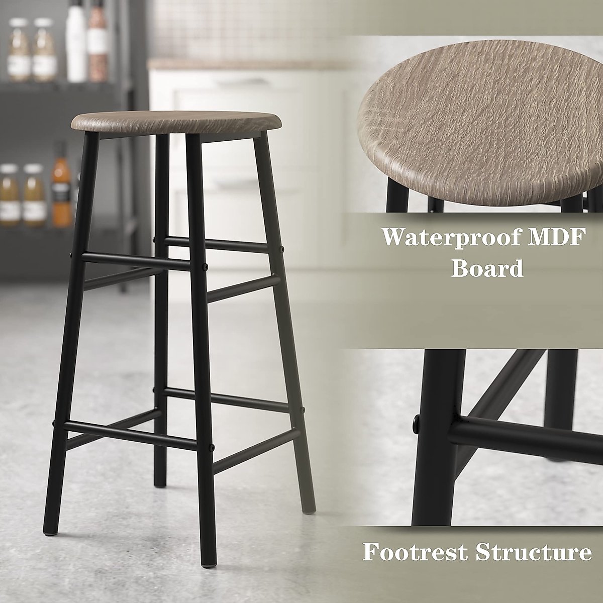 Weehom Bar Table with 2 Bar Stools, Pub Dining Table Set, Kitchen Counter Height Table with Bar Chairs, Bistro Table Sets for Kitchen Living Room, Built in Storage Layer