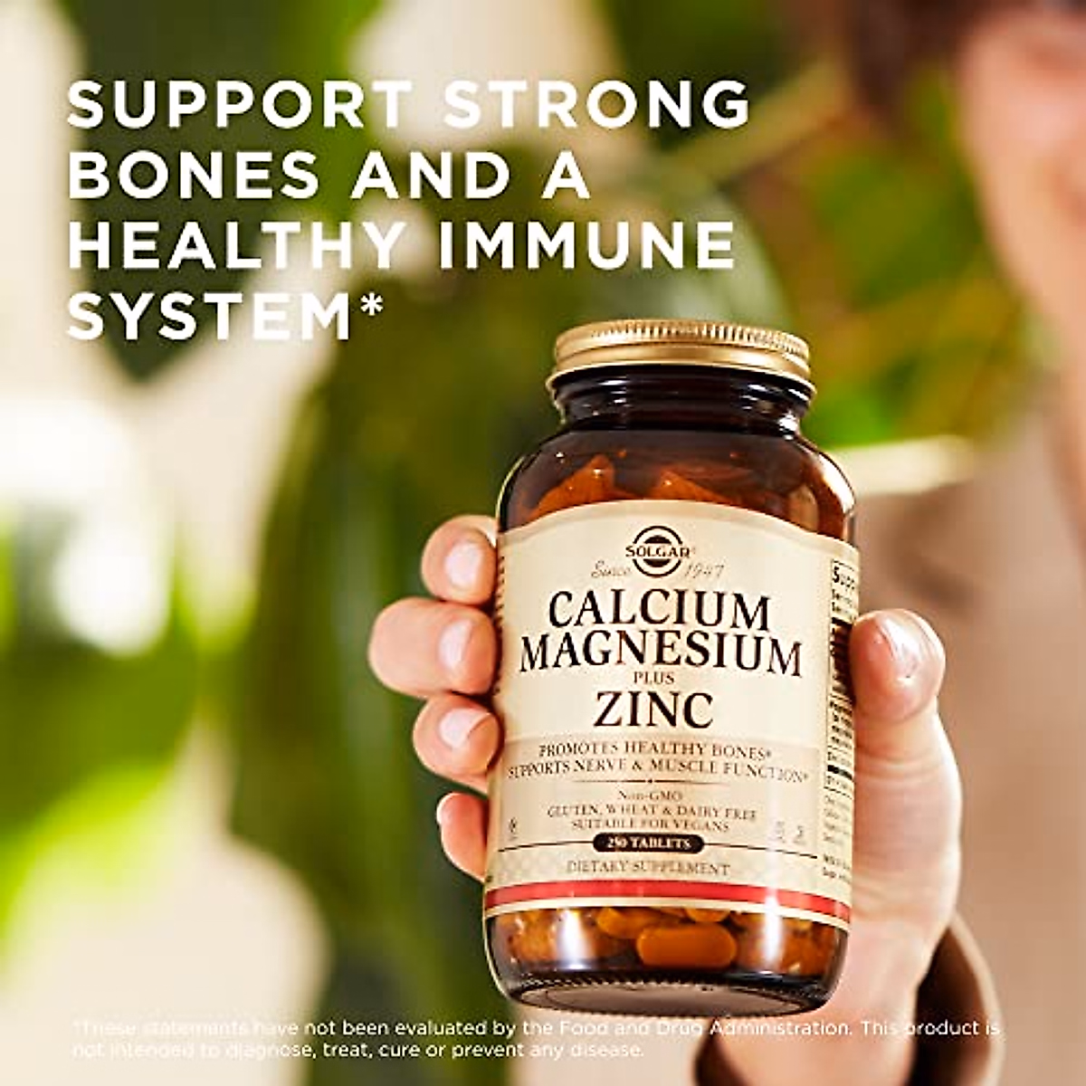 Solgar Calcium Magnesium Plus Zinc - 250 Tablets, Pack of 3 - Promotes Healthy Bones, Supports Nerve & Muscle Function - Non-GMO, Vegan, Gluten Free - 250 Total Servings