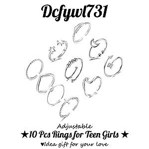 Dcfywl731 Stackable Rings for Women Trendy Stuff Knuckle Ring Cute Adjustable Arrow Knot Wave Star Moon Rings Set Jewelry Gifts Stocking Stuffers for Christmas Gifts 2024