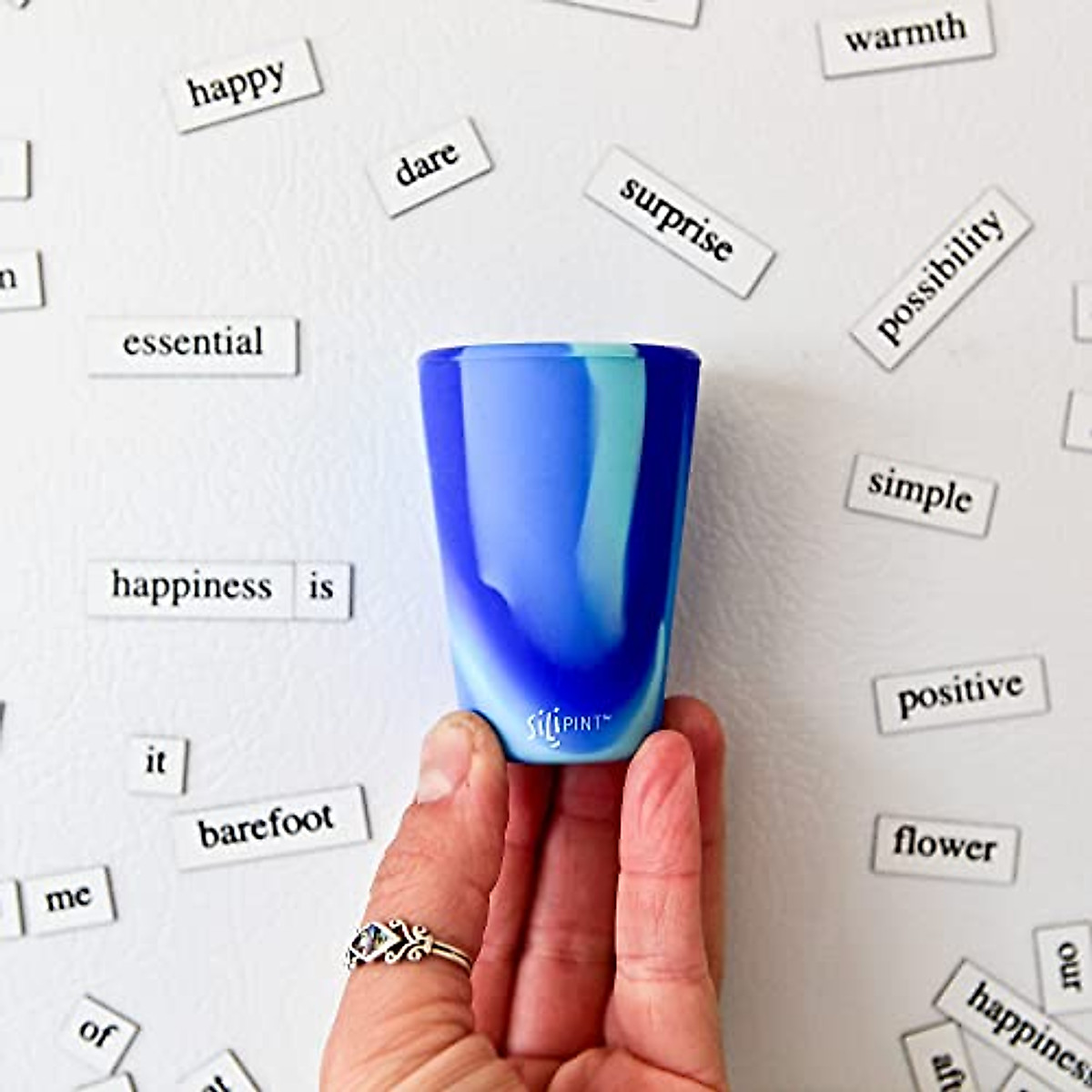 Silipint Silicone Shot-Glass Set: 6 Pack - Sugar Rush, Headwaters, Mountain Marble, Artic Sky & 2 Hippie Hops - 1.5oz