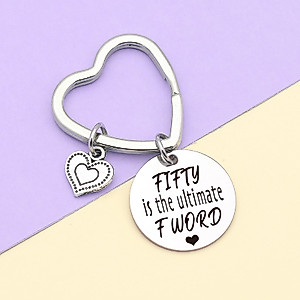 7RVZM 50Th Birthday Keychain Wife Gift Grandpa Gift Aunt Gift 50 Year Old Keychain For Men 50Th Gift Wife Gift, 50th Birthday Keychain, Standard