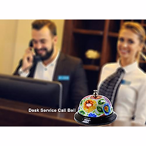 WEKOIL Call Bell Desk Service Bell Ding Bell for Restaurant Hotel Room Kitchen Party School Classroom Office Elderly Teachers Students Large White Pattern Bell,3.3 inch