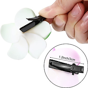 WILLBOND 36 Pieces Plumeria Flower Hair Clips Hawaiian Foam Flower Frangipani Artificial Clips for Bridal Wedding Luau Beach Tropical Vacation Party Hair Decorations(5 cm/ 1.97 inch)