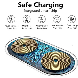 Dual 20W Wireless Charging Pad, 2 in 1 Fast Wireless Charge Mat with Adapter Compatible with iPhone 15 14 13 12 11 Pro max XS XR 8plus, Samsung Galaxy S23 S22 Note20, Air pods Pro/Galaxy Bus (Gary)