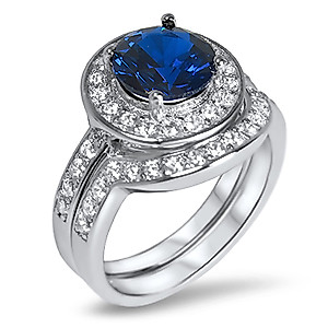 His Hers CZ Wedding Ring Set TRIO 3 PCS Bride Groom Couples Rings Him Her 9/7