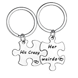 YEEQIN 2PCs His Crazy Her Weirdo Couples Keychains Set, Gifts for Couples Sweethearts Personalized Couples Jewelry, Gift for Boyfriend Girlfriend Lovers