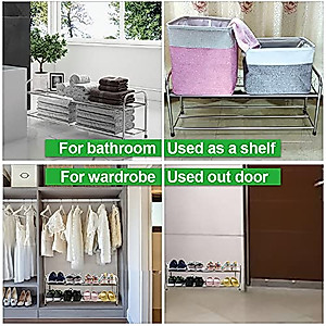 JIYAO 2-Tier Ultra Long Shoes Rack Stainless Steel Shoe Storage Organizer Stackable 8-Pair Storage Shelf for Bedroom, Bathroom Closet, Entryway, Dorm Room, W 10.3 x L 31.5 x H 13.2 in (2-Tier)